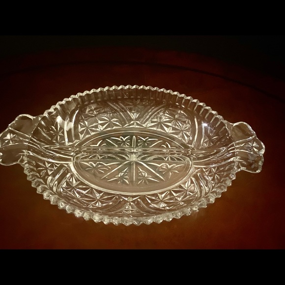 Dining | Vintage Oval Cut Glass Divided Serving Dish | Poshmark